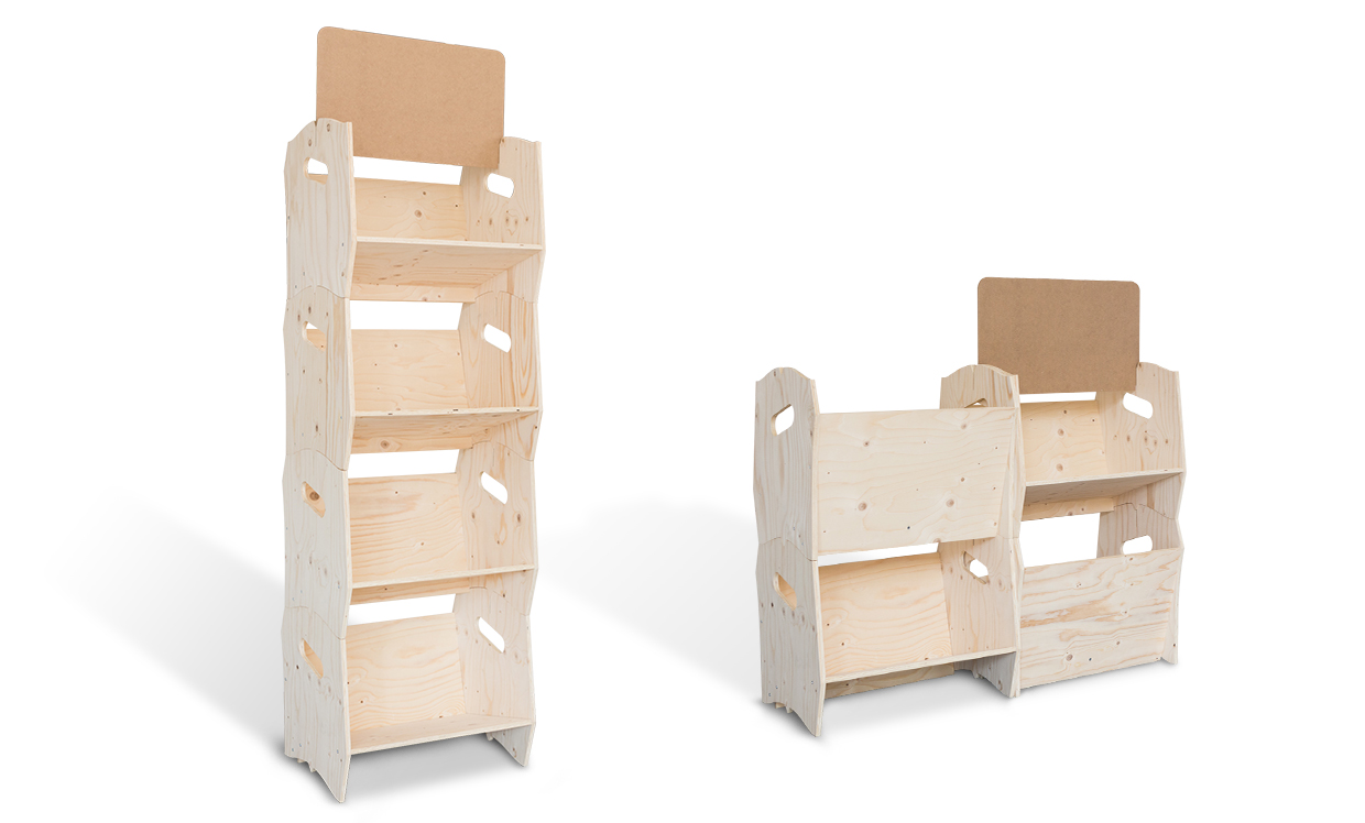 Présentoirs étagères en bois modulables - IZZIBOX
